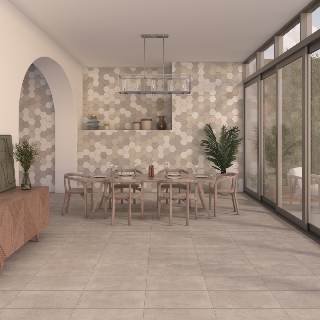 tiled dining room