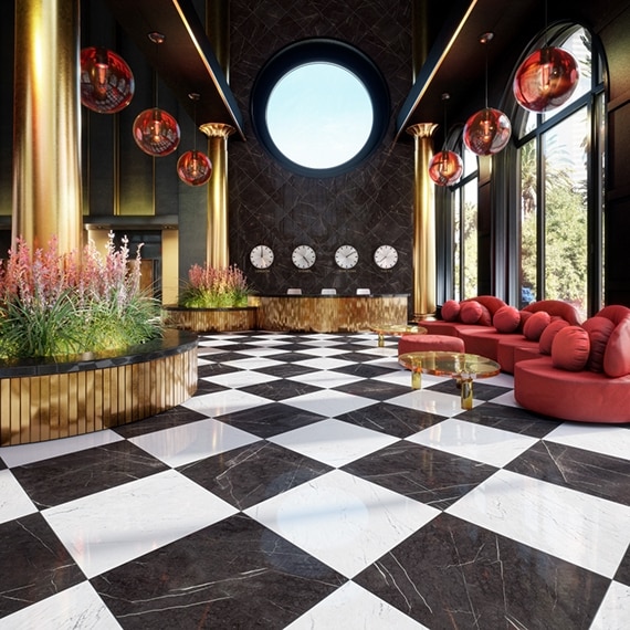 diagonal checkerboard tile pattern